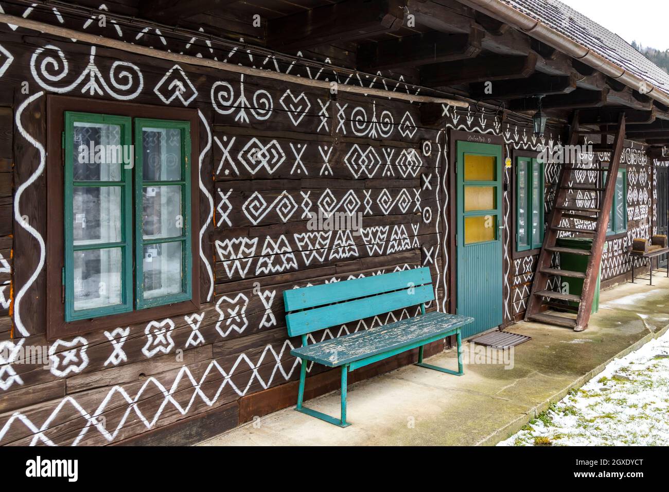 Painted folk house, UNESCO village Cicmany in Slovakia Stock Photo - Alamy