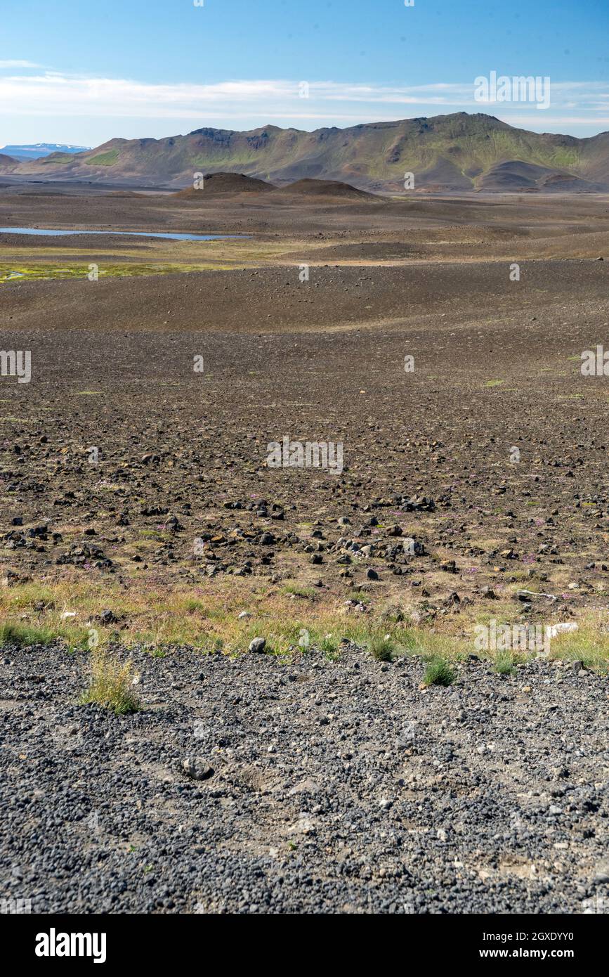 dark lava desert - great vastness in Iceland highlands Stock Photo - Alamy