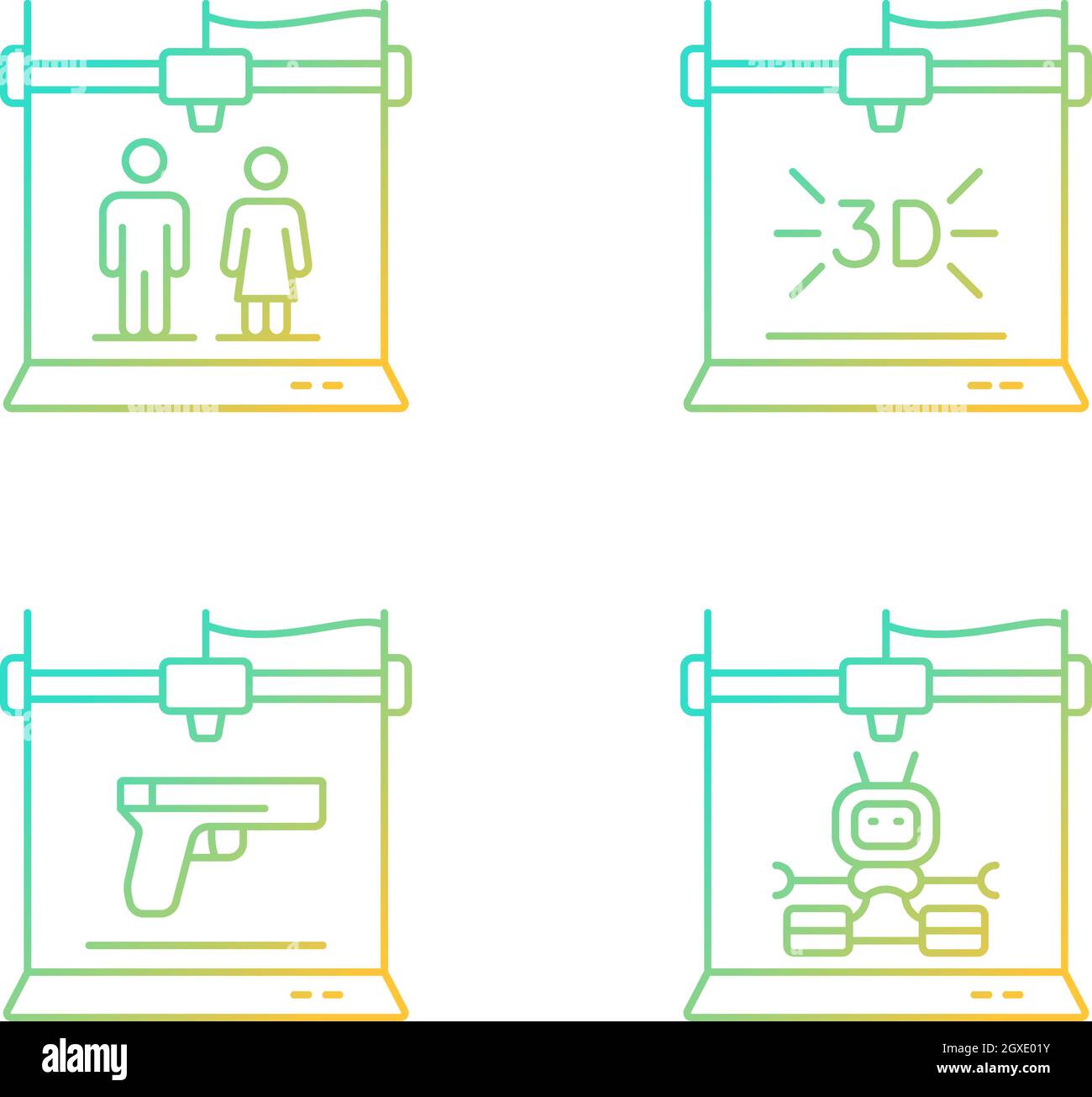 Produce 3d models gradient linear vector icons set Stock Vector Image ...
