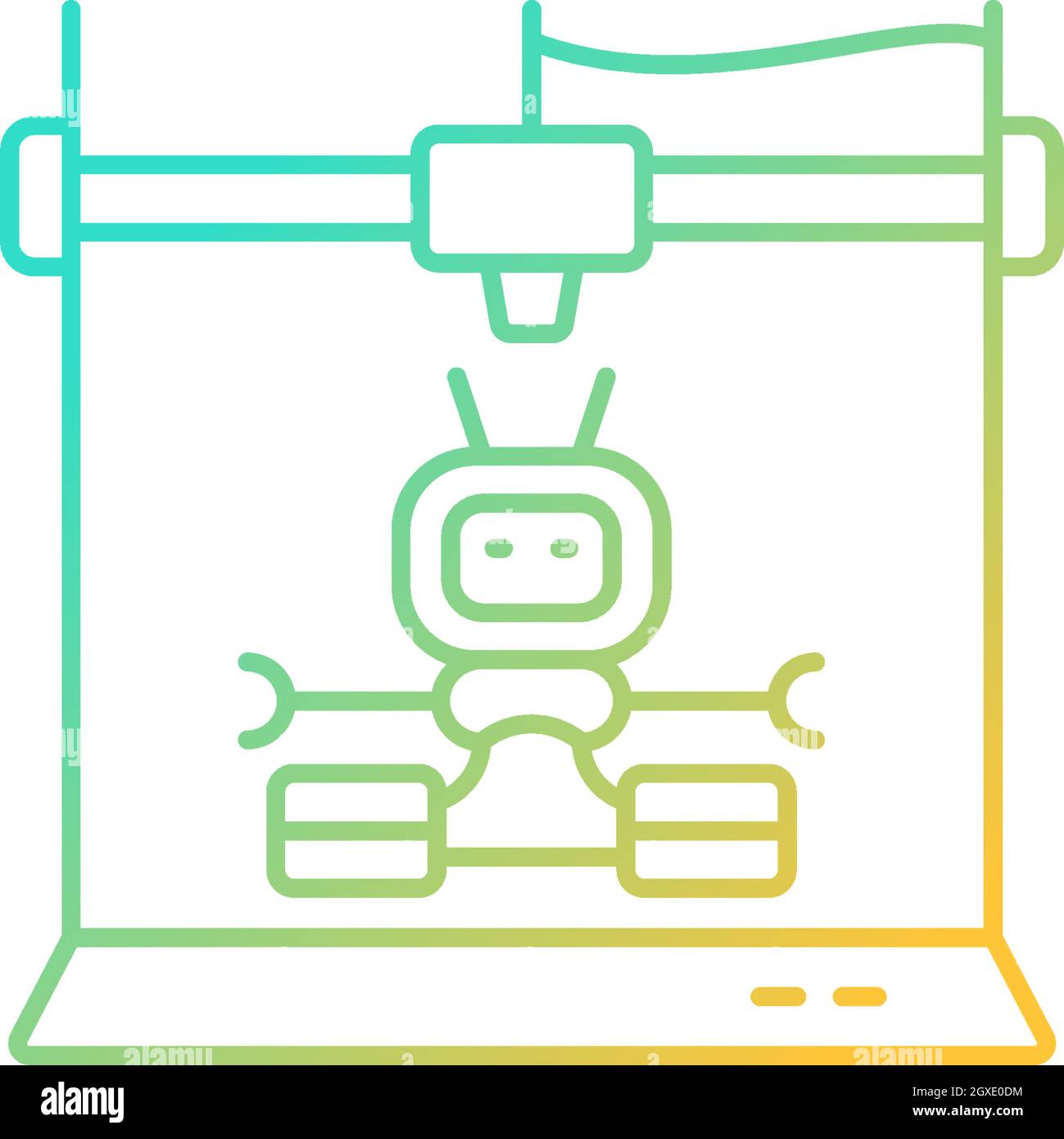 3d robots printing gradient linear vector icon Stock Vector Image & Art ...
