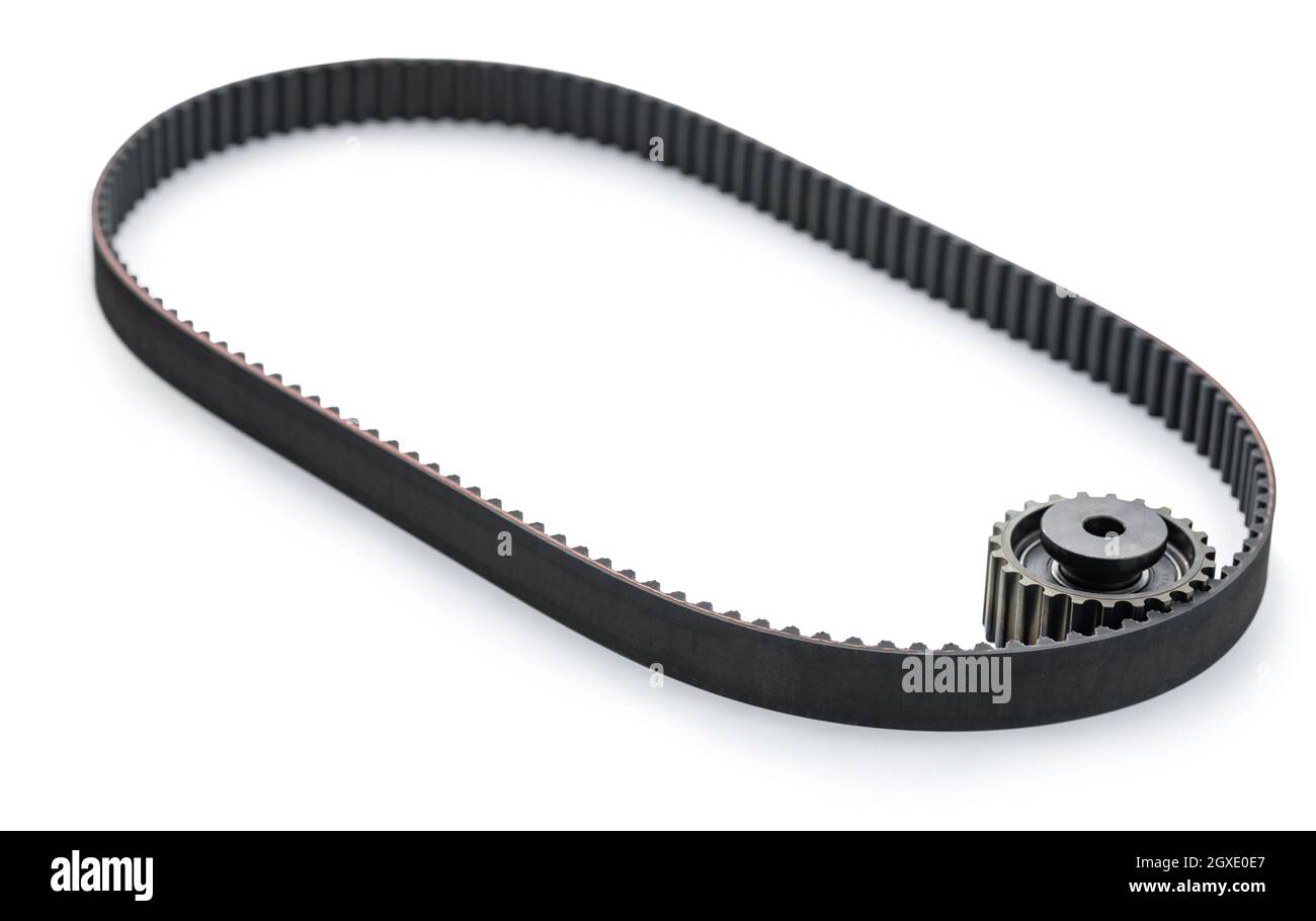 new car timing belt on white isolated background Stock Photo - Alamy