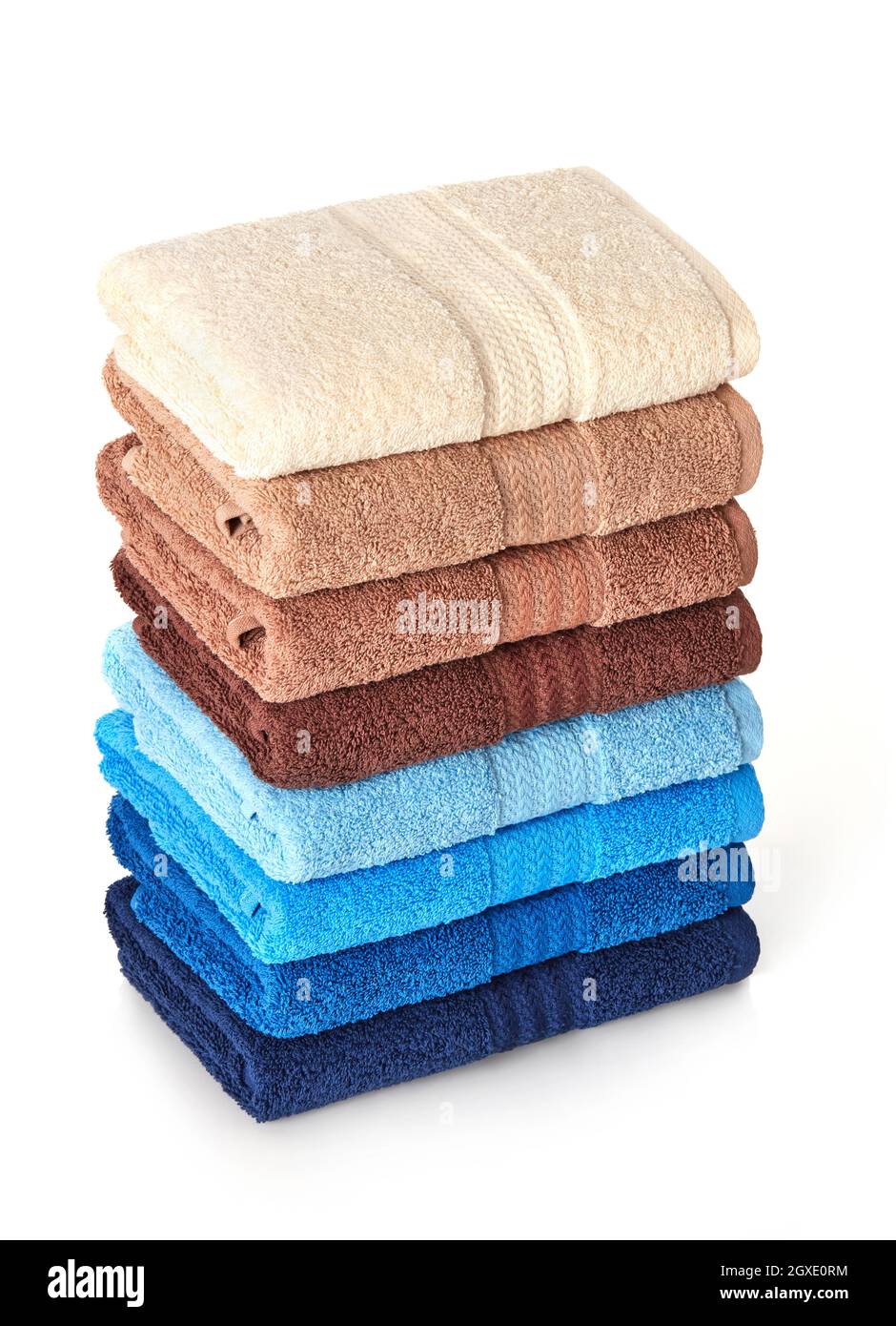 Folded stack of towels on white background Stock Photo - Alamy