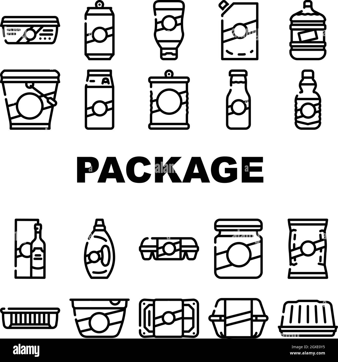 Package For Product Collection Icons Set Vector Stock Vector Image ...