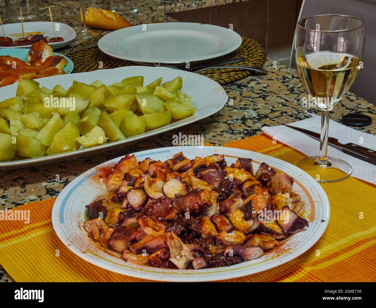 Octopus with paprika and olive oli called "Pulpo a feria, typical of ...