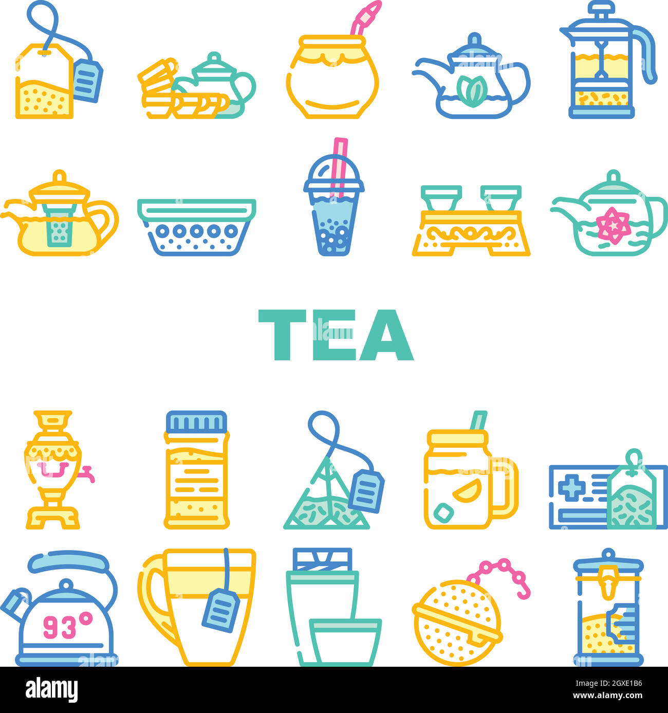 Tea Healthy Drink Collection Icons Set Vector Stock Vector Image & Art ...