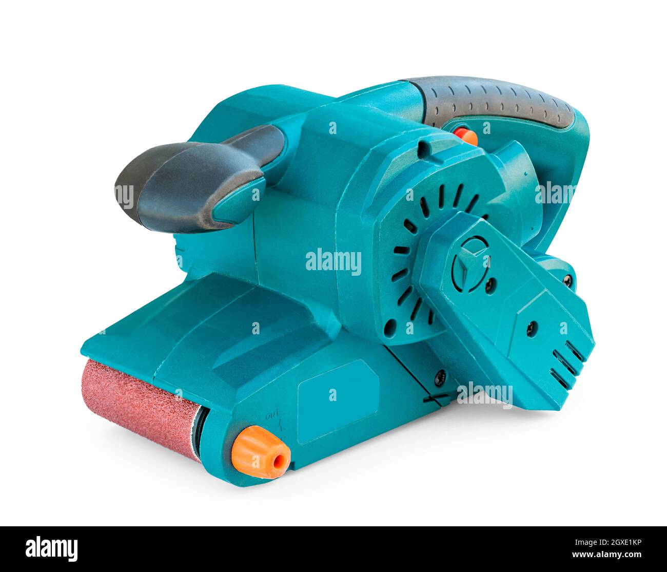 construction tool, grinder on wood on white isolated background Stock ...