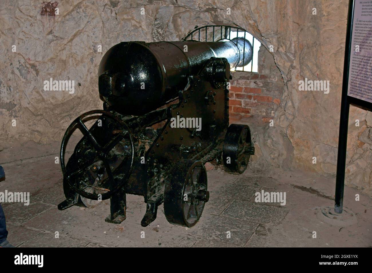 Gibraltar: A cannon in the Siege Tunnels under the Upper Rock Stock ...