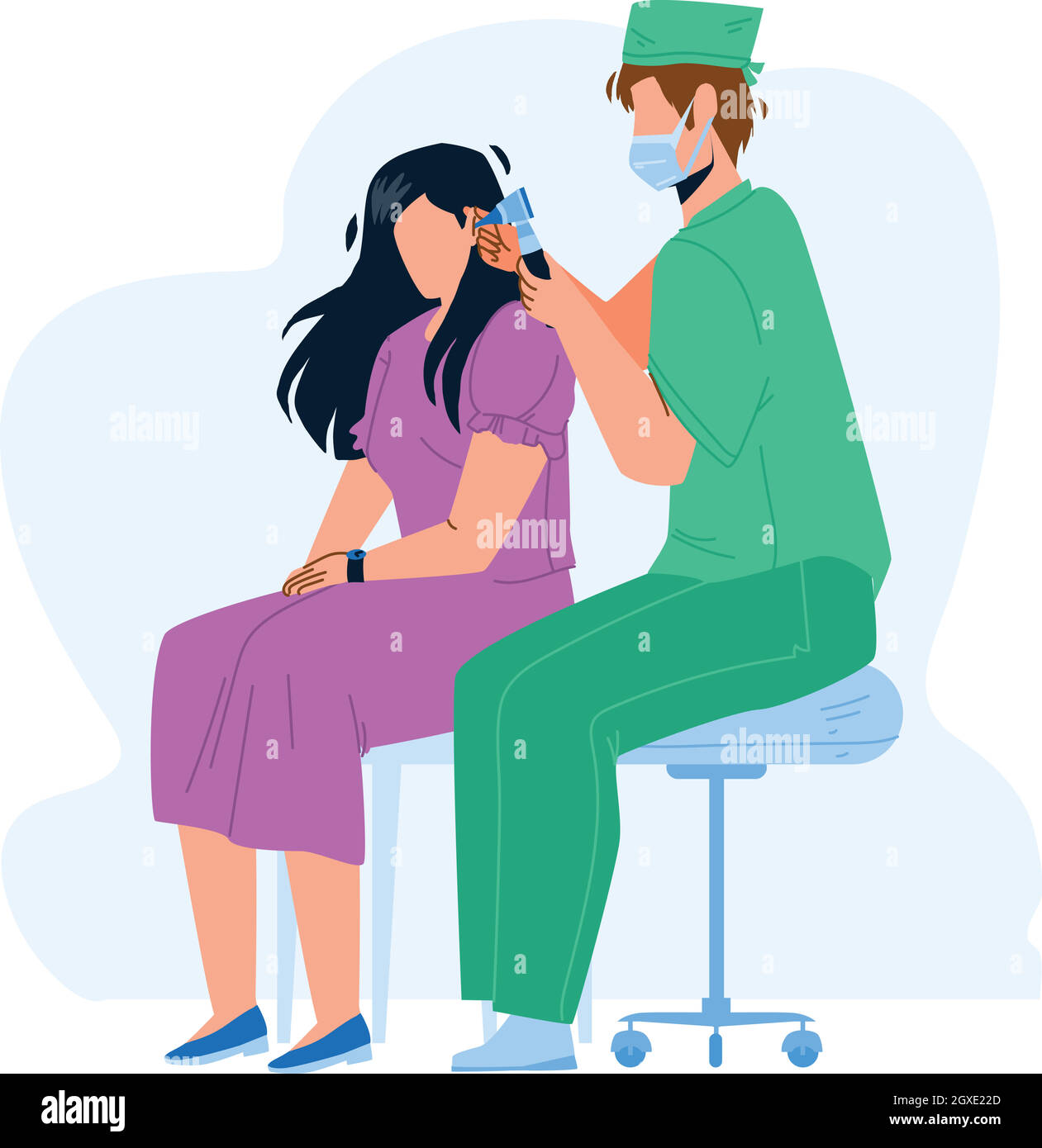 Audiologist Checking Patient Girl Ears Vector Stock Vector Image & Art ...