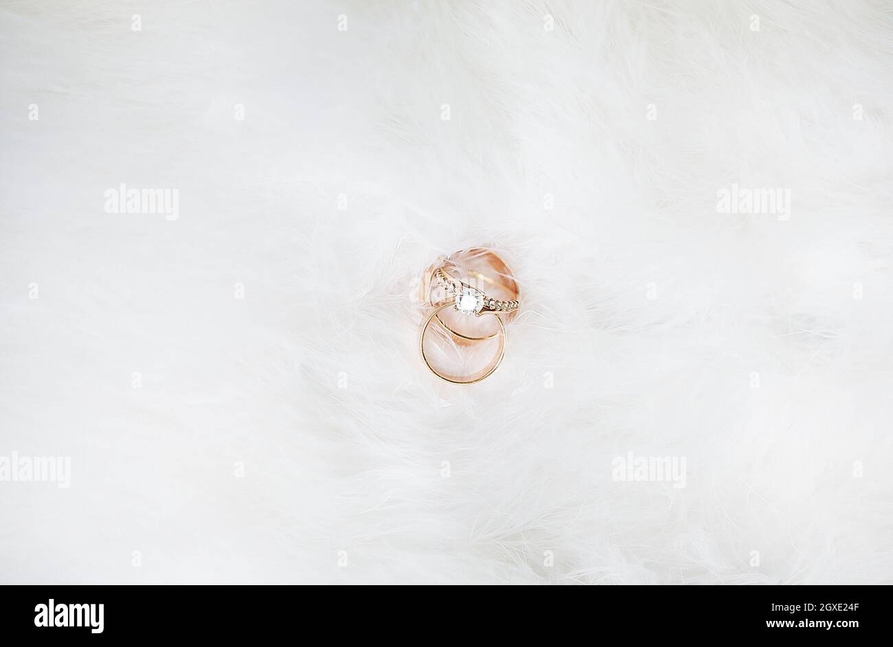 beautiful wedding rings on a white background Stock Photo - Alamy