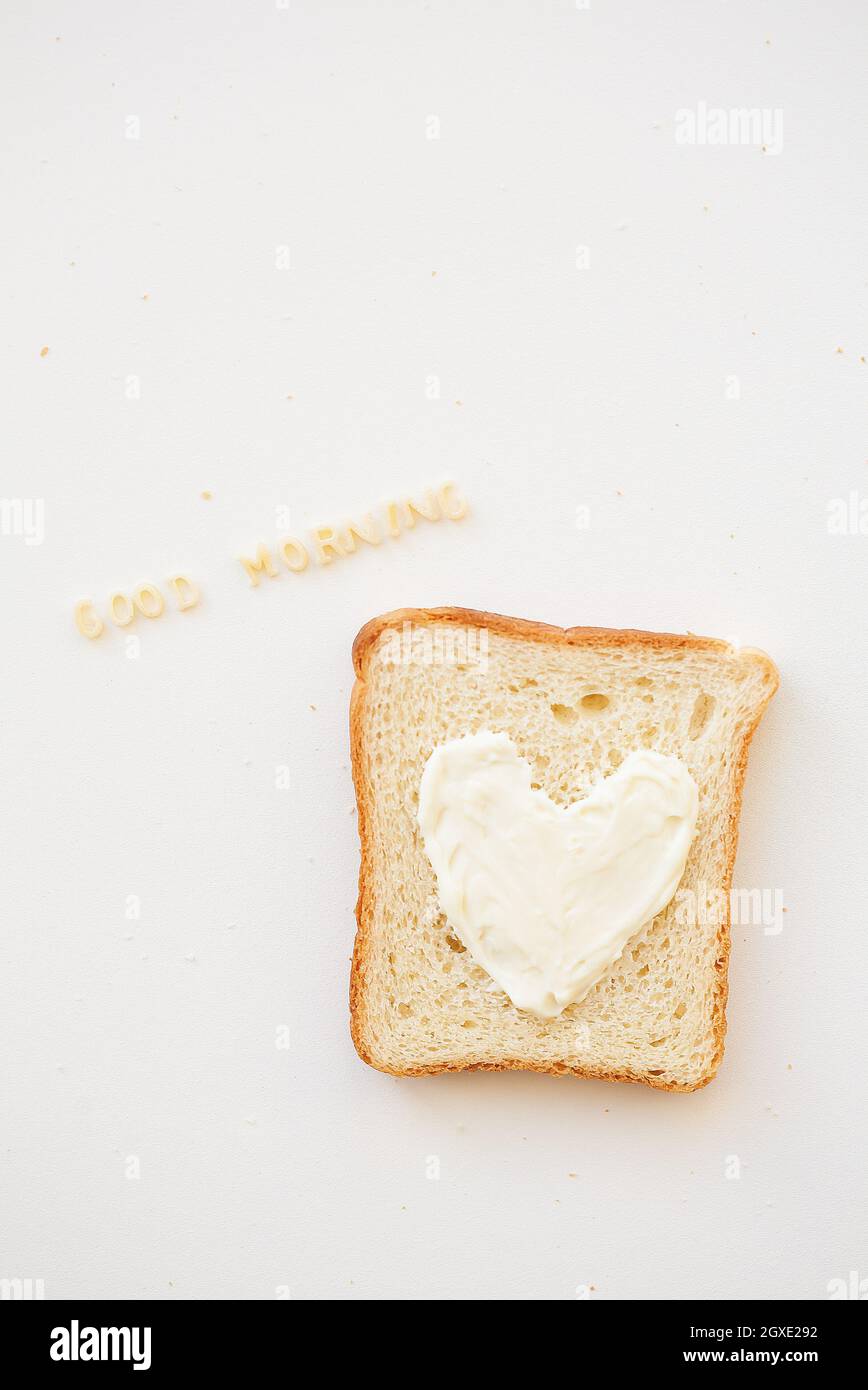 sandwich for breakfast in the form of heart with cheese - good morning ...