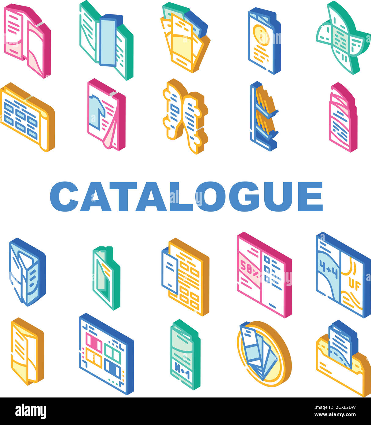 Catalog And Booklet Collection Icons Set Vector Stock Vector Image ...