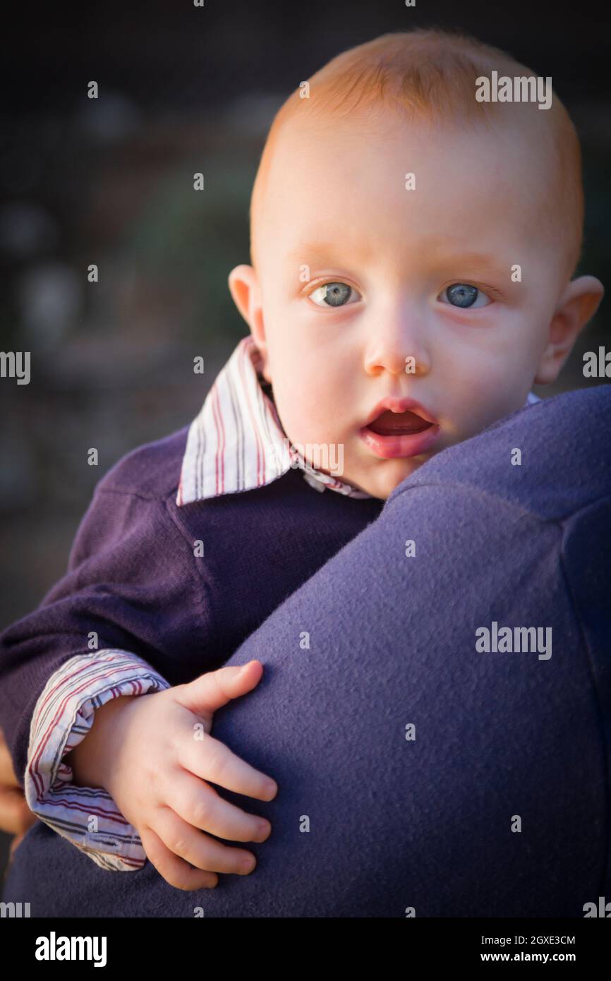 Adorable Infant Boy Portrait Outdoors with Dramatic Lighting Stock ...
