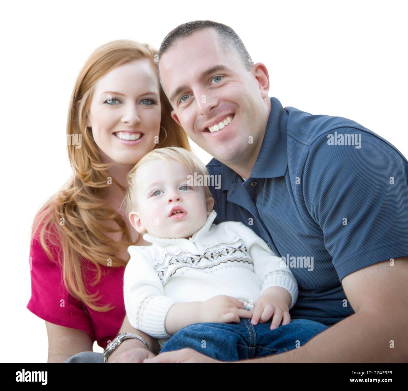 Young Attractive Parents and Child Portrait Isolated on White Stock ...