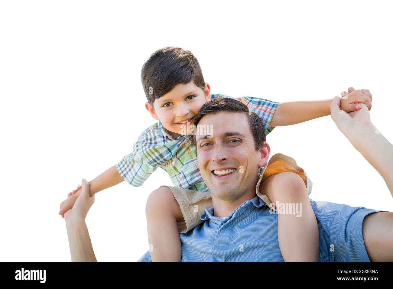 Father and Son Playing Piggyback Isolated on a White Background Stock ...