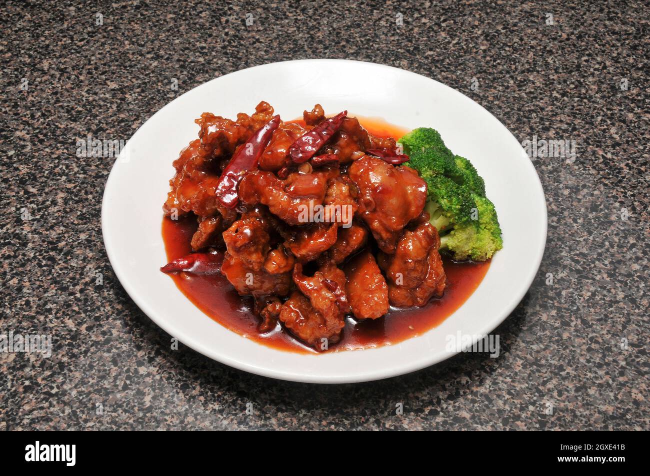 Traditional and authentic Chinese cuisine known as general tsu chicken ...