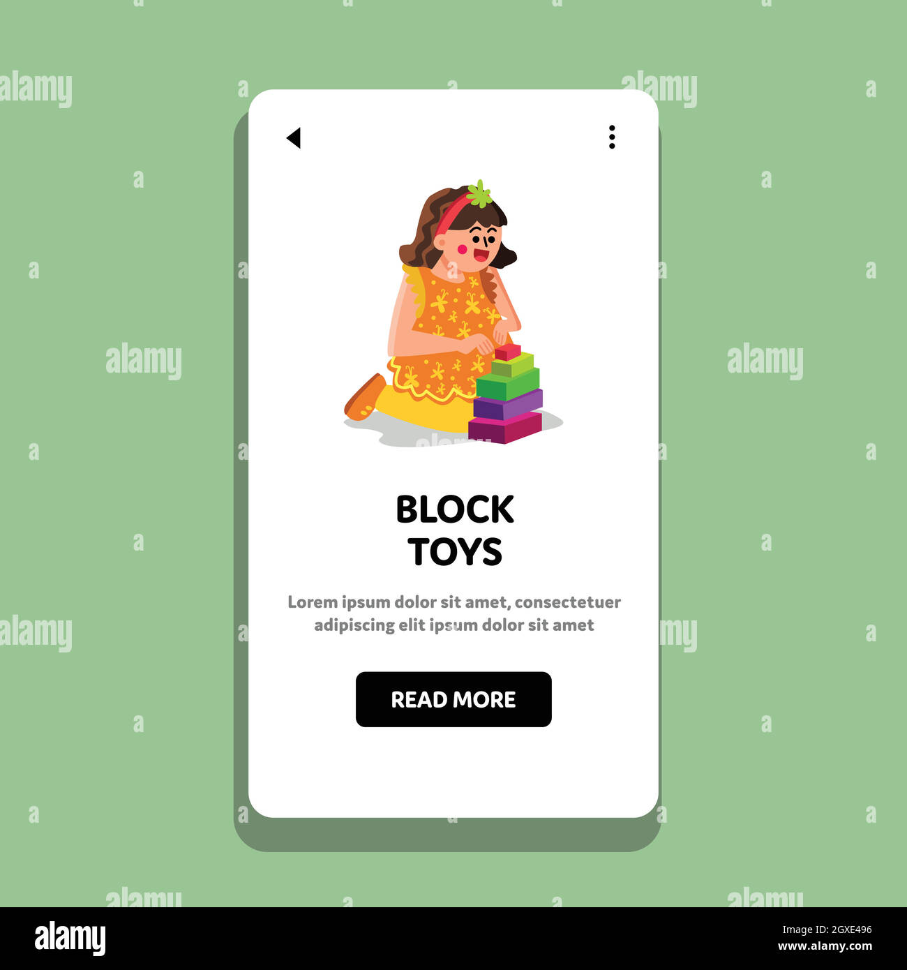 Little Girl Playing With Block Toys Game Vector Stock Vector Image ...
