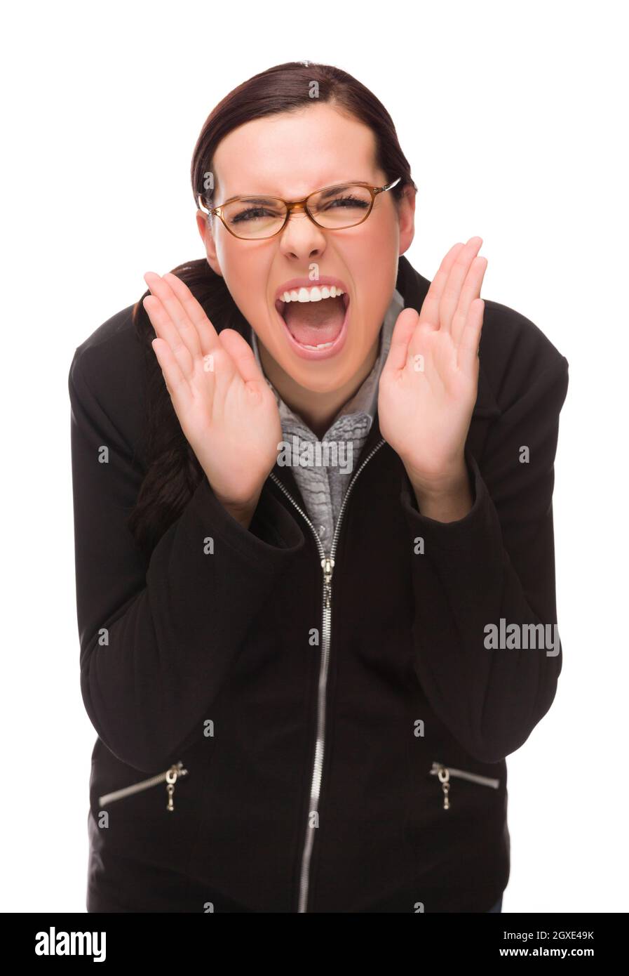 Yelling at camera hi-res stock photography and images - Alamy