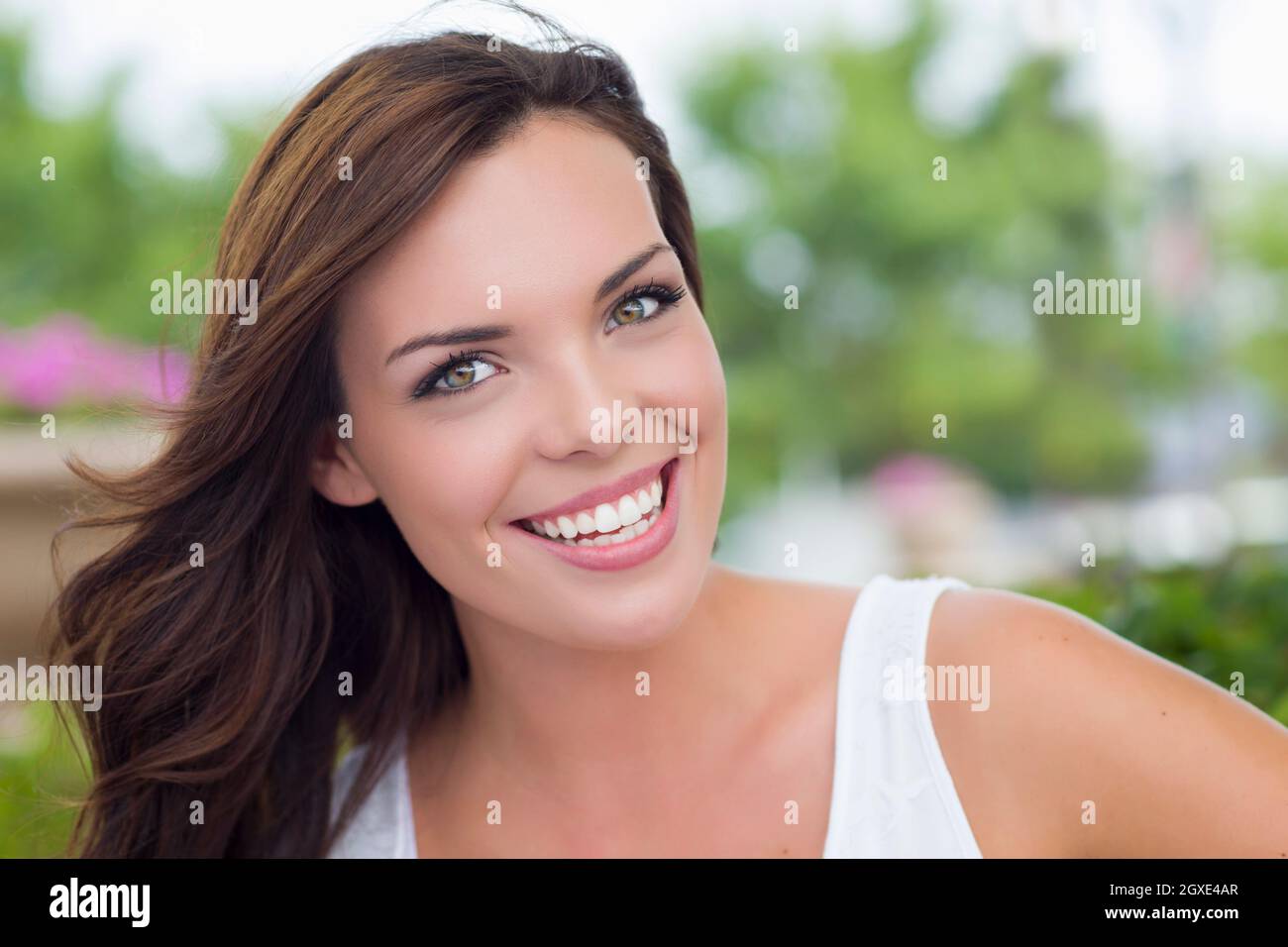 Pretty Mixed Race Girl Portrait Outdoors at the Park Stock Photo - Alamy