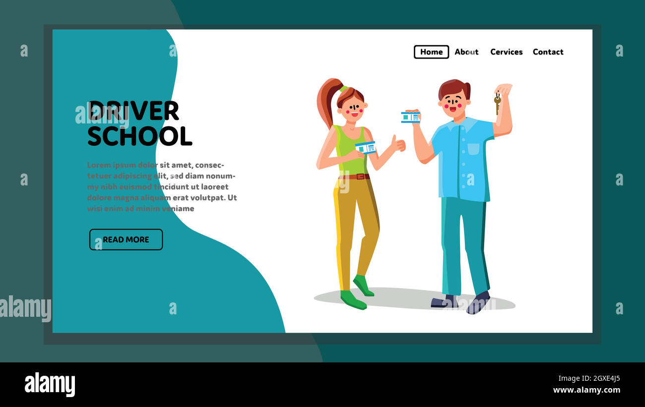 Driver School Students Show Driving License Vector Stock Vector Image ...