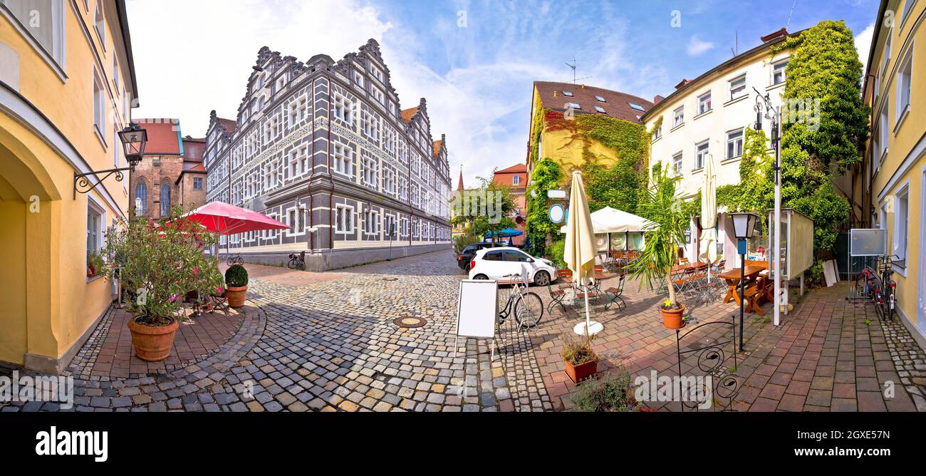 Ansbach. Old town of Ansbach beer garden and street panoramic view ...