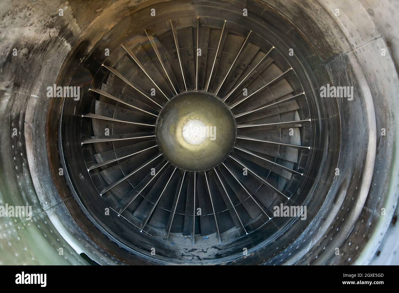 Old jet engine closeup blades coverd with dust Stock Photo - Alamy