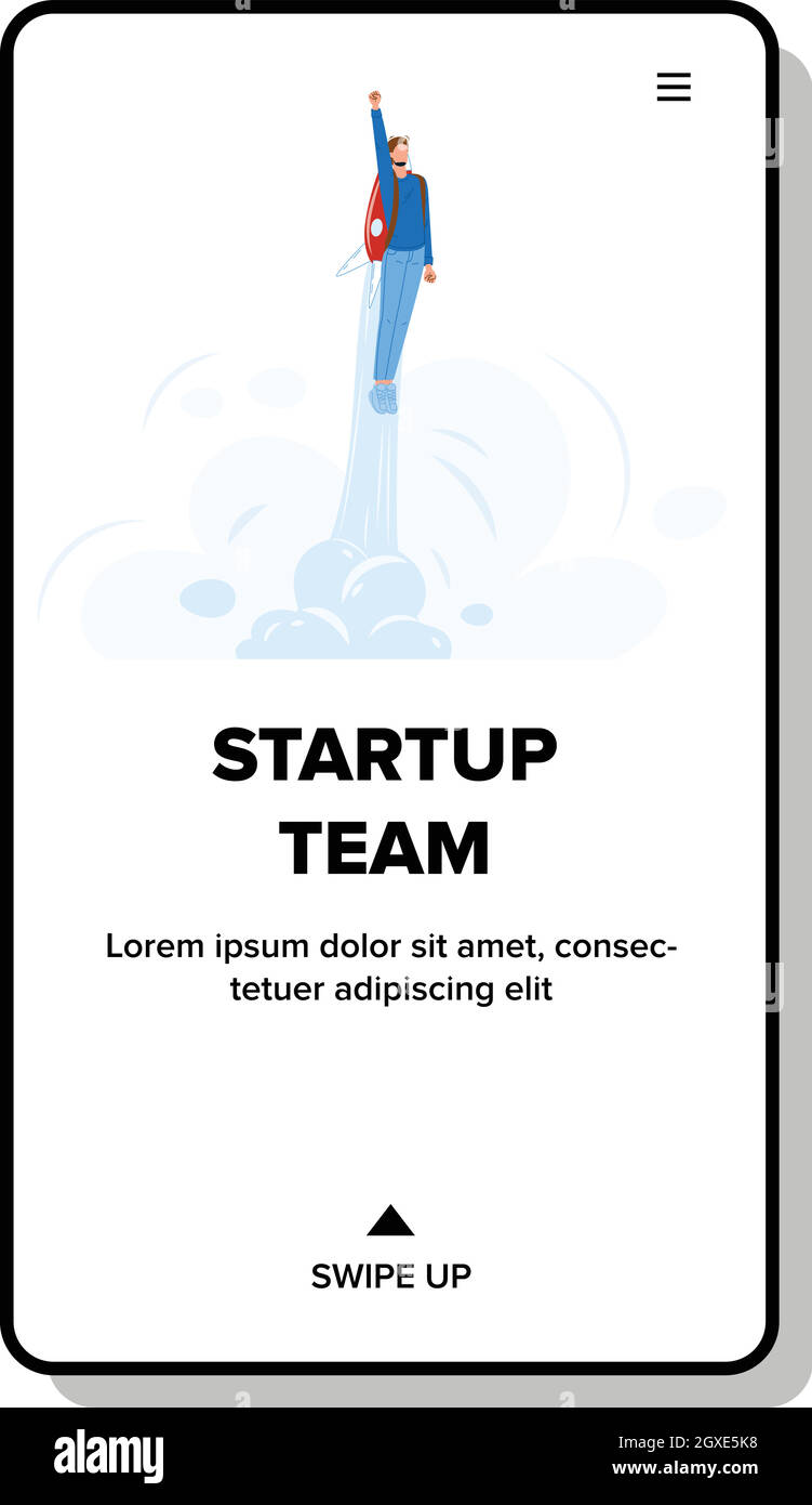 Startup Team Business Fly Man With Jet Pack Vector Stock Vector Image ...