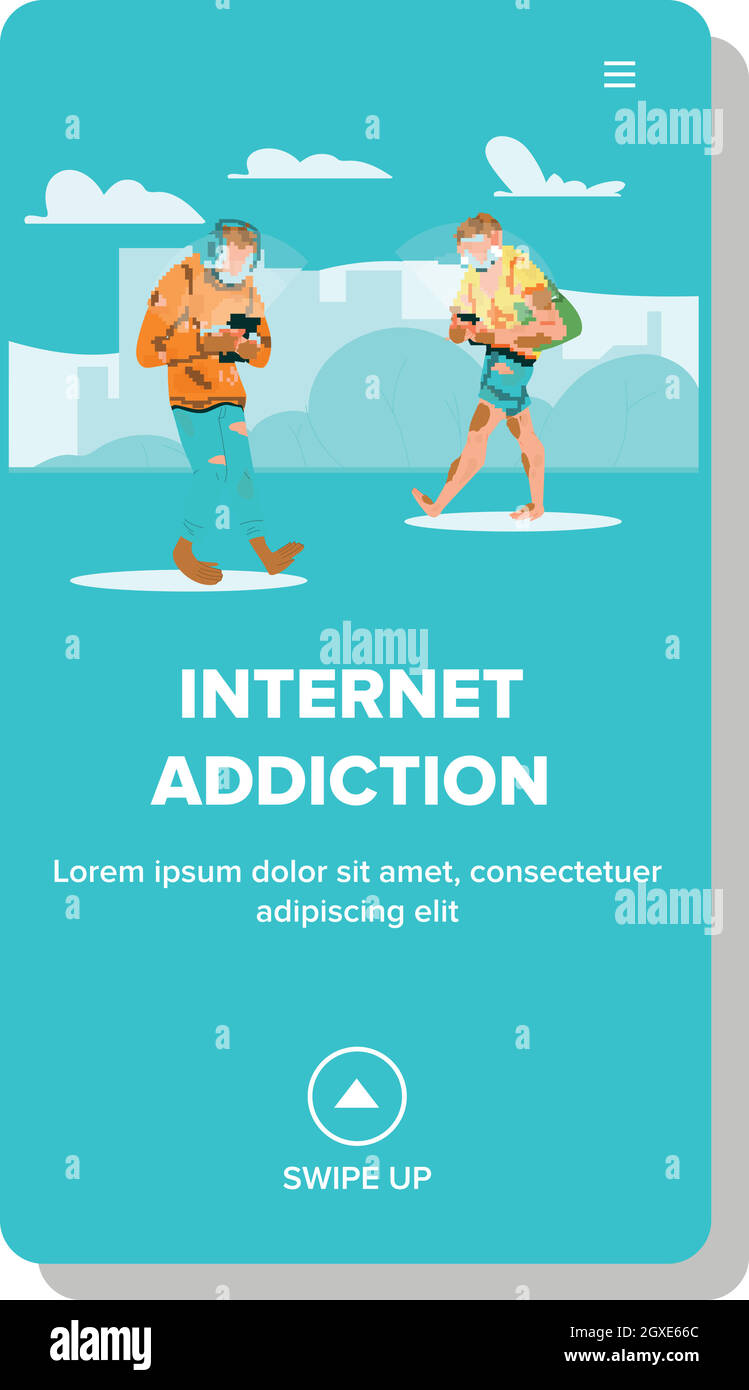 Internet Addiction And Humanity Degradation Vector Illustration Stock ...