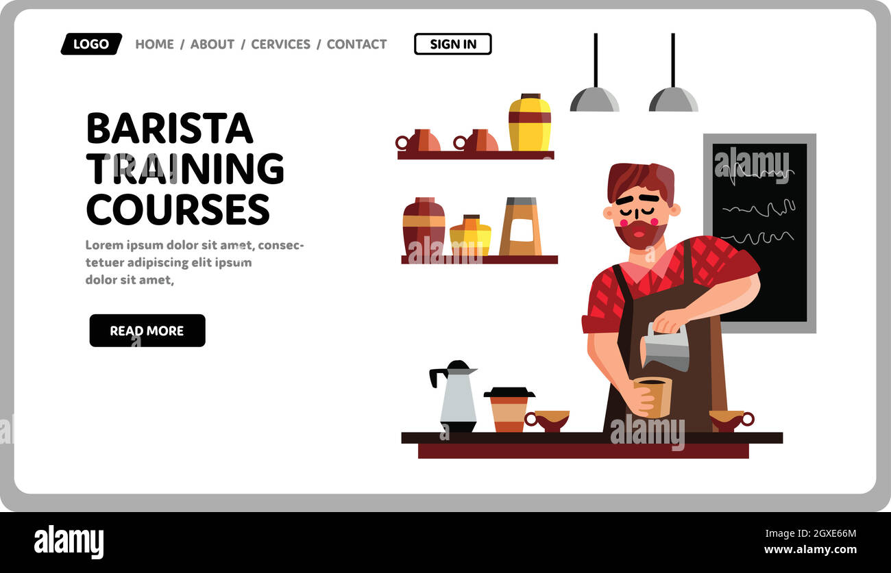 Barista Training Courses Brewing Coffee Vector Illustration Stock ...