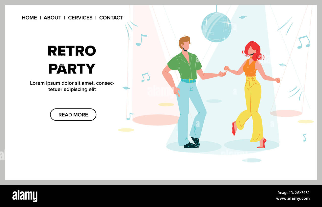 Retro Party Festival Event In Dancing Club Vector Stock Vector Image ...