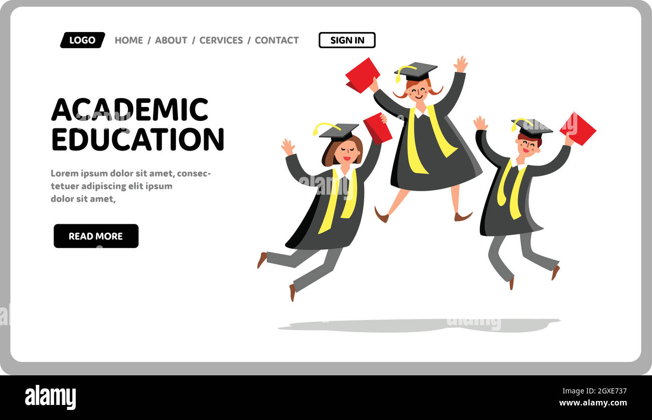Academic Education Graduate Celebration Vector Flat Illustration Stock ...
