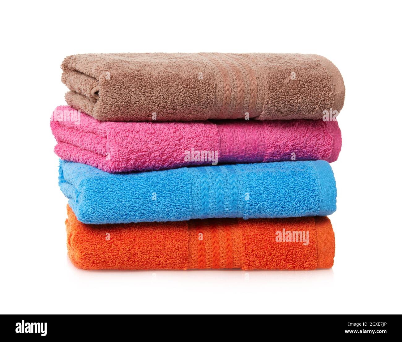 Folded stack of towels on white background Stock Photo - Alamy
