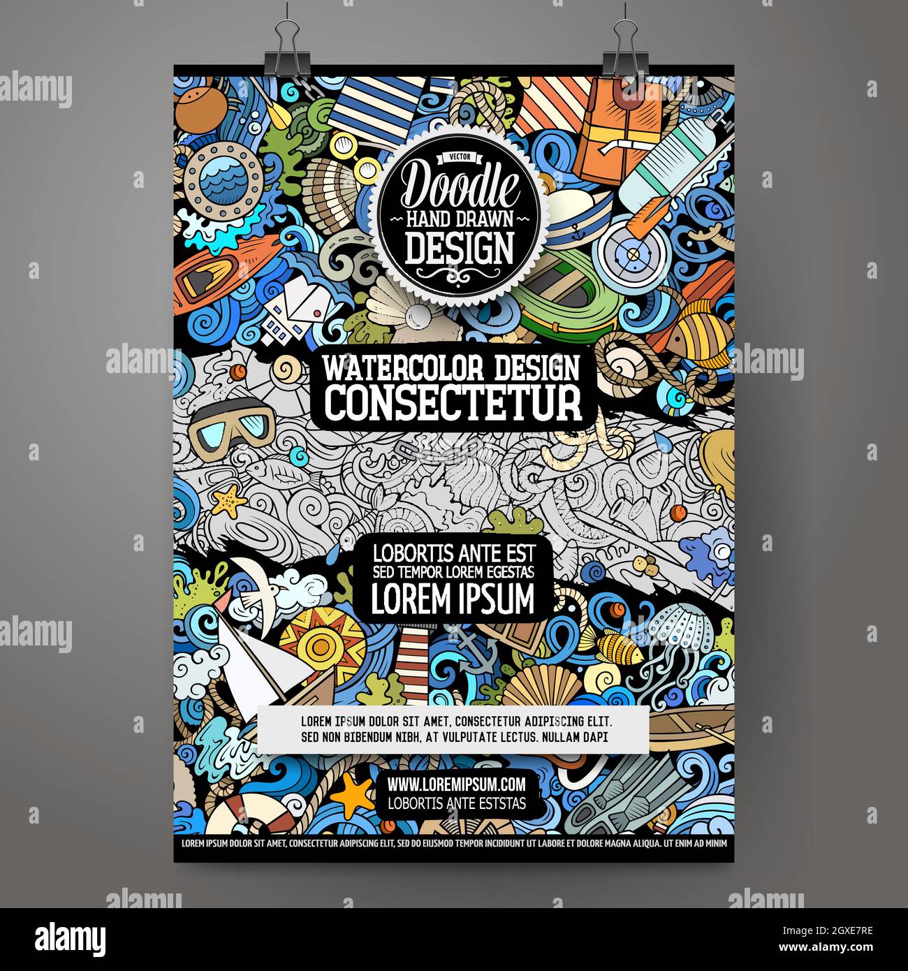 Cartoon vector doodles Marine poster template Stock Vector Image & Art ...