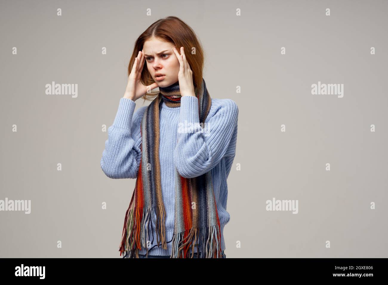 woman neck scarf cold handkerchief close-up Stock Photo - Alamy