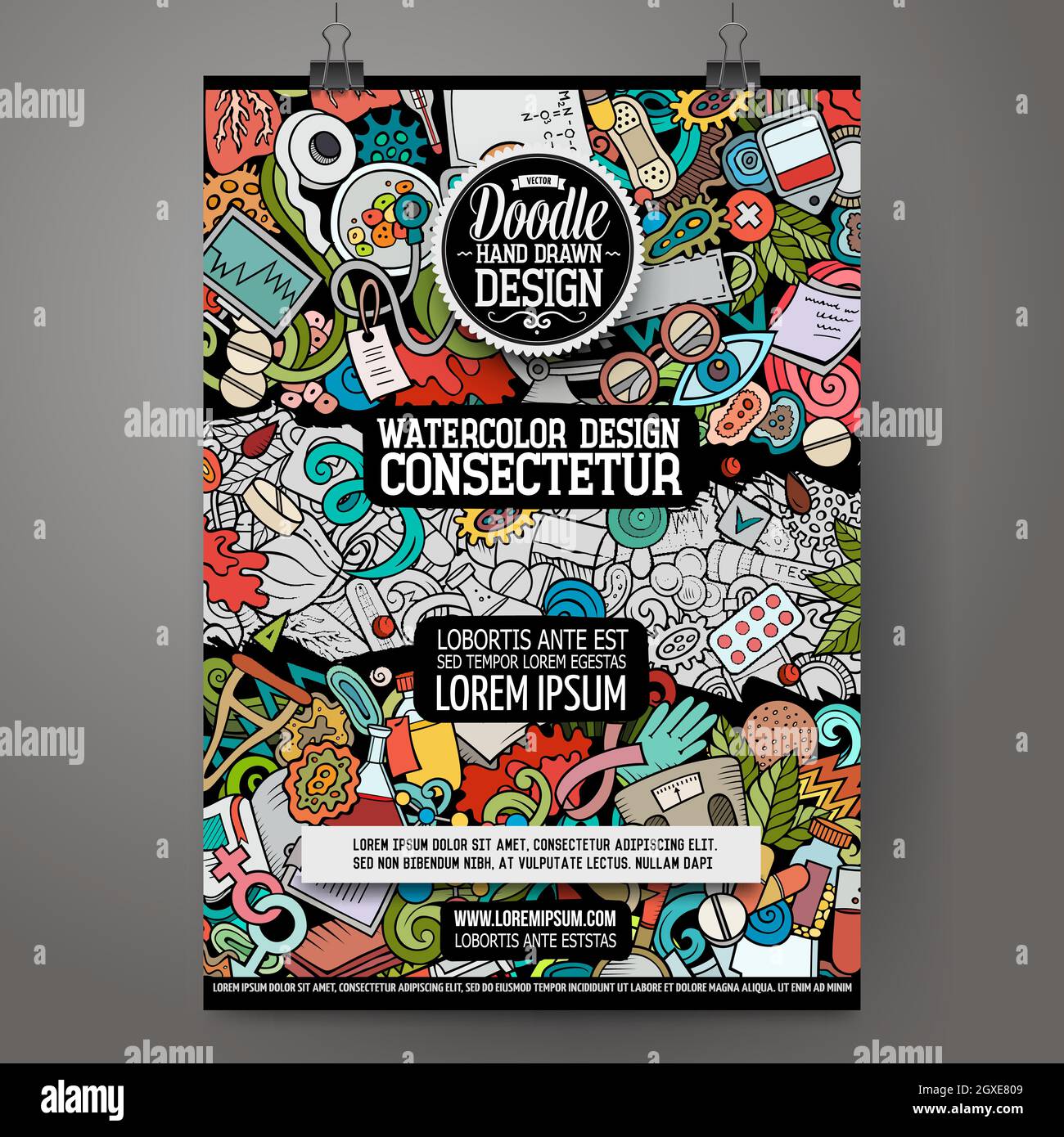 Cartoon vector doodles Medicine poster template Stock Vector Image ...