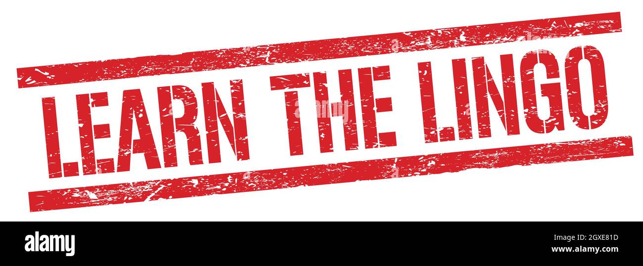 LEARN THE LINGO text on red grungy rectangle stamp sign Stock Photo - Alamy