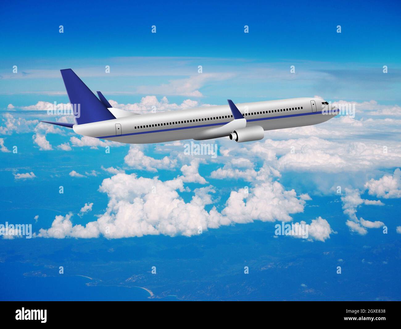 Commercial airplane above the skyline Stock Photo - Alamy