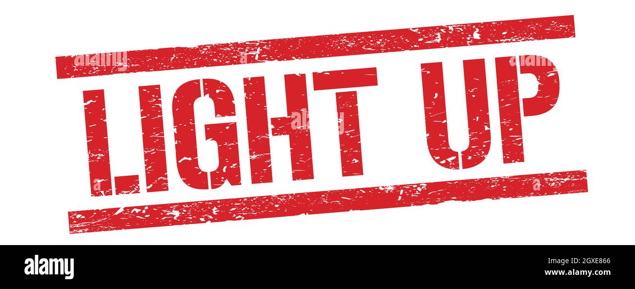 LIGHT UP text on red grungy rectangle stamp sign Stock Photo - Alamy