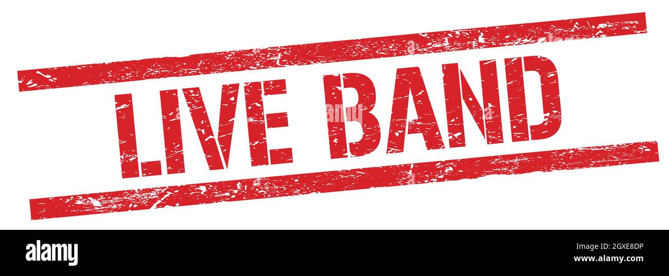 LIVE BAND text on red grungy rectangle stamp sign Stock Photo - Alamy