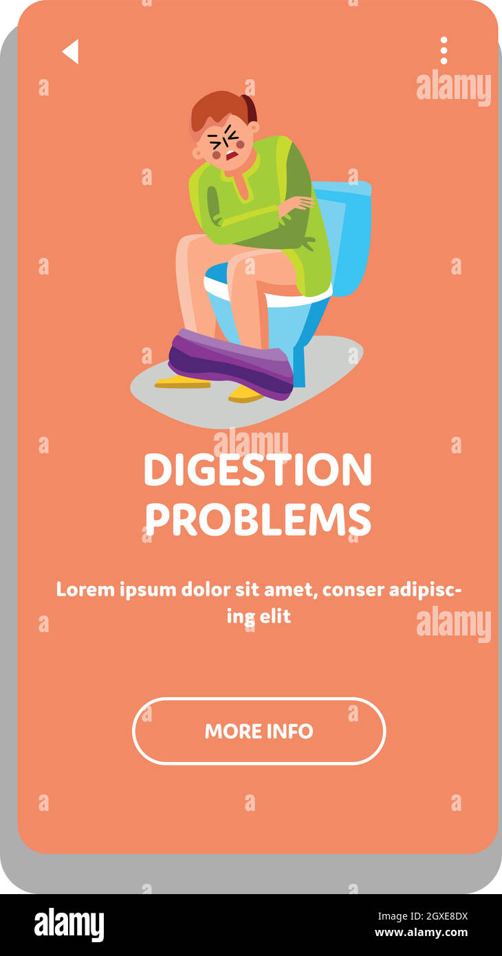 Man With Digestion Problems Sitting Toilet Vector Stock Vector Image ...