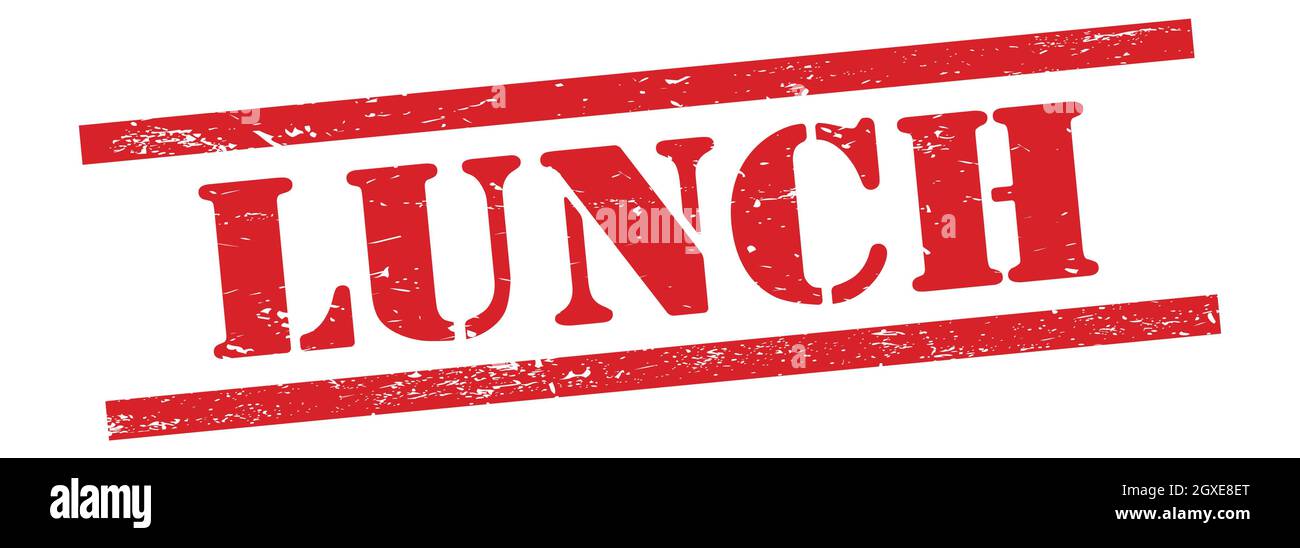LUNCH text on red grungy vintage rubber stamp Stock Photo - Alamy