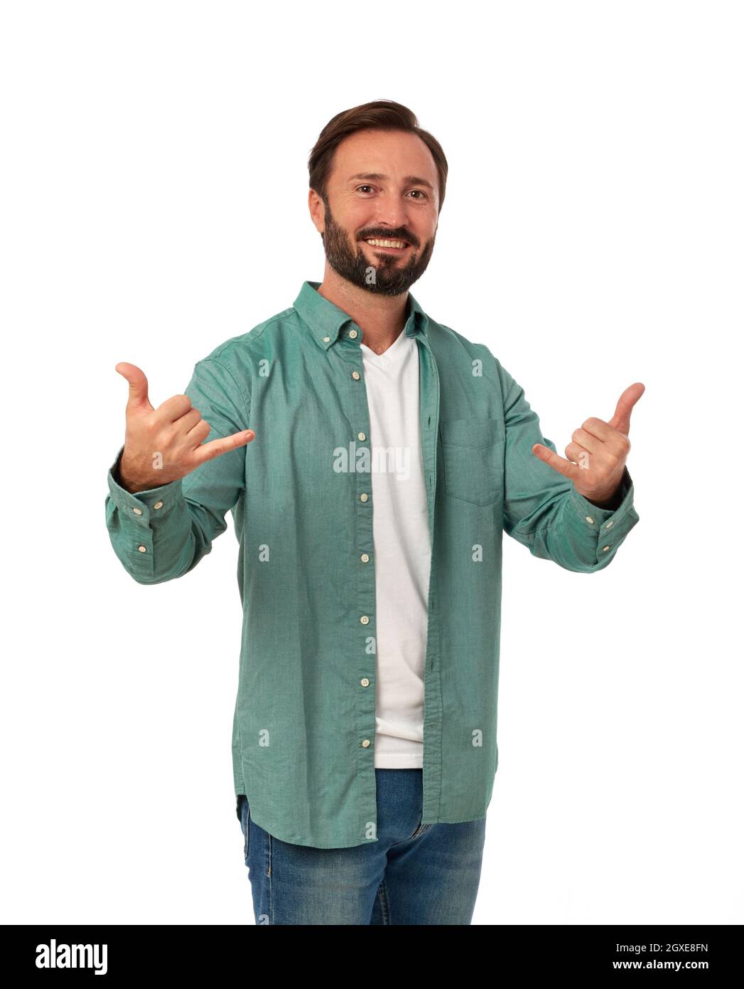 Young adult on white background Stock Photo - Alamy