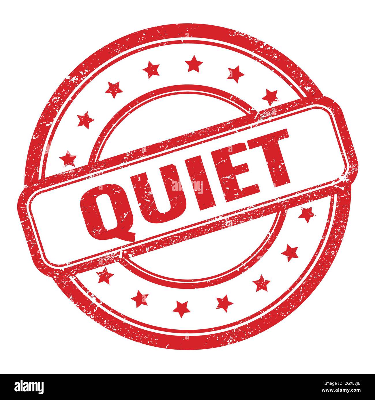 QUIET text on red grungy vintage round rubber stamp Stock Photo - Alamy