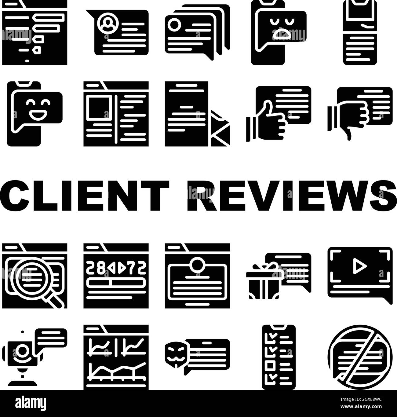 Client Review Feedback Collection Icons Set Vector Stock Vector Image ...