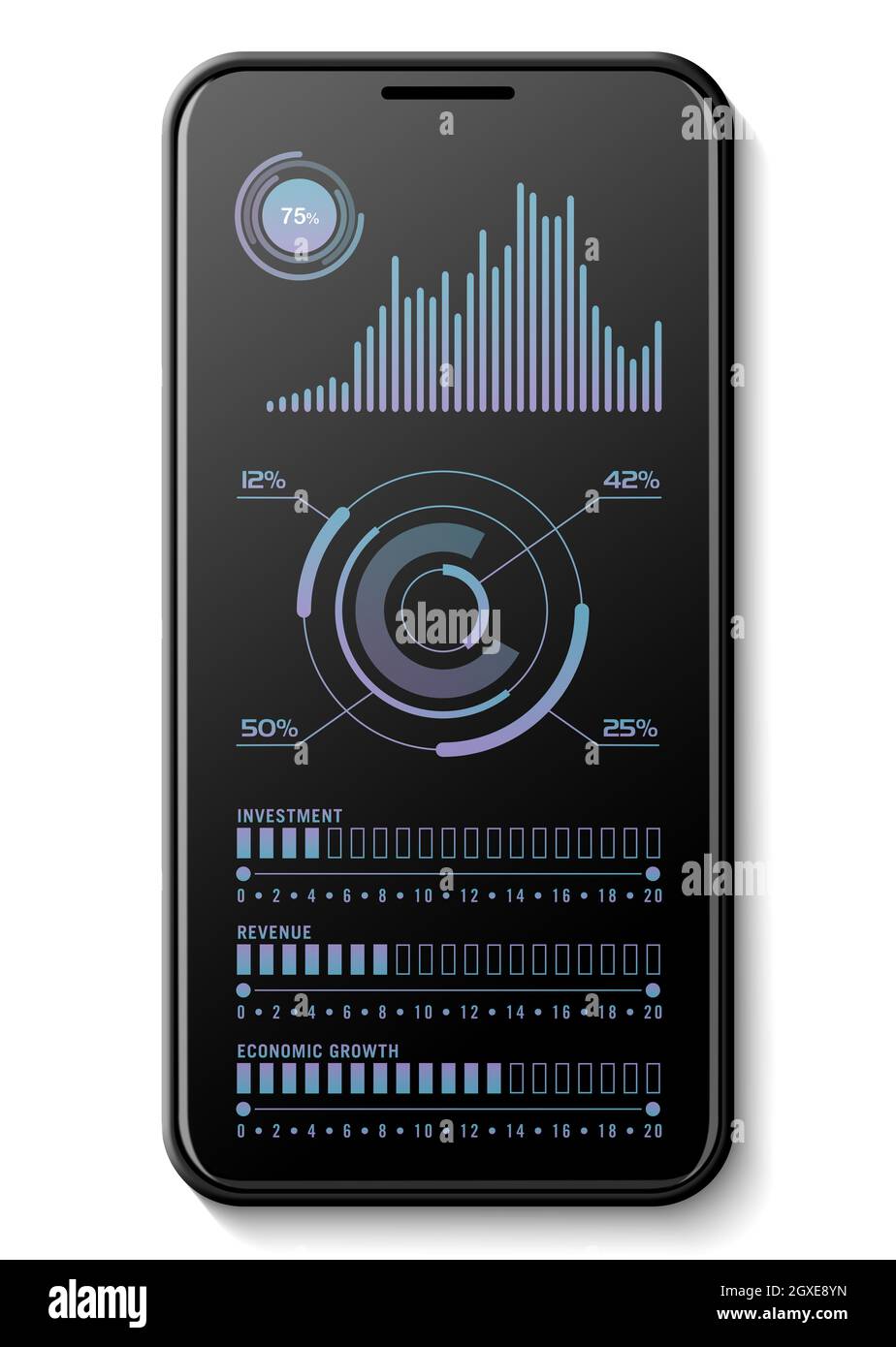 Data infographic on a mobile phone on white background Stock Photo - Alamy