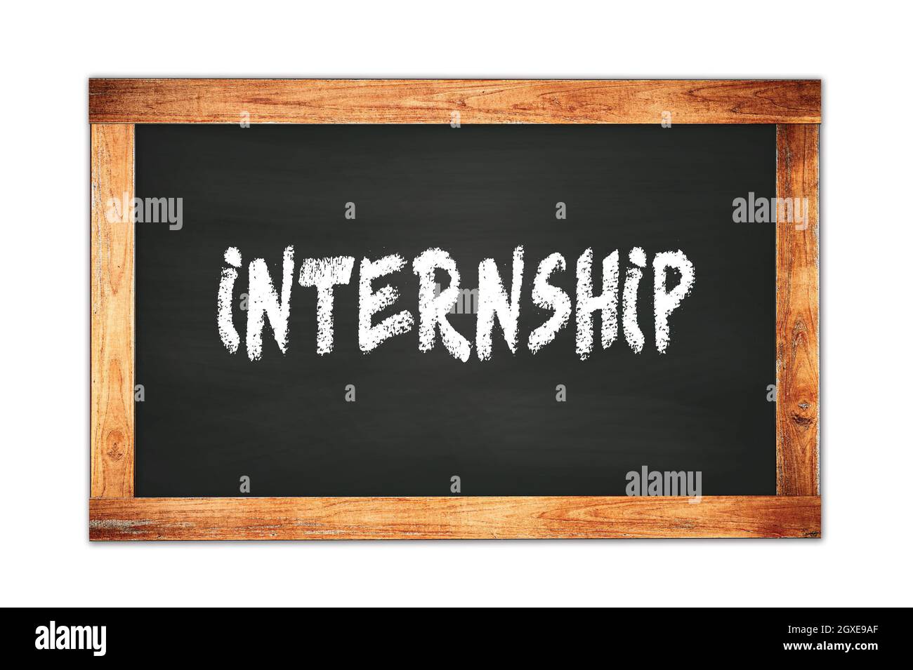 INTERNSHIP text written on black wooden frame school blackboard Stock ...