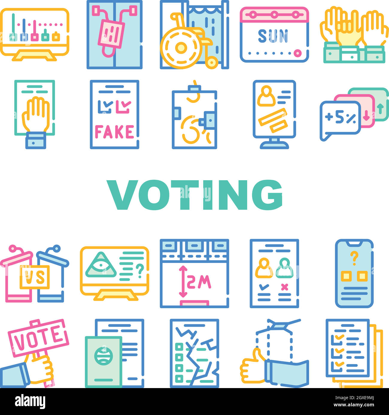 Voting And Elections Collection Icons Set Vector Stock Vector Image ...