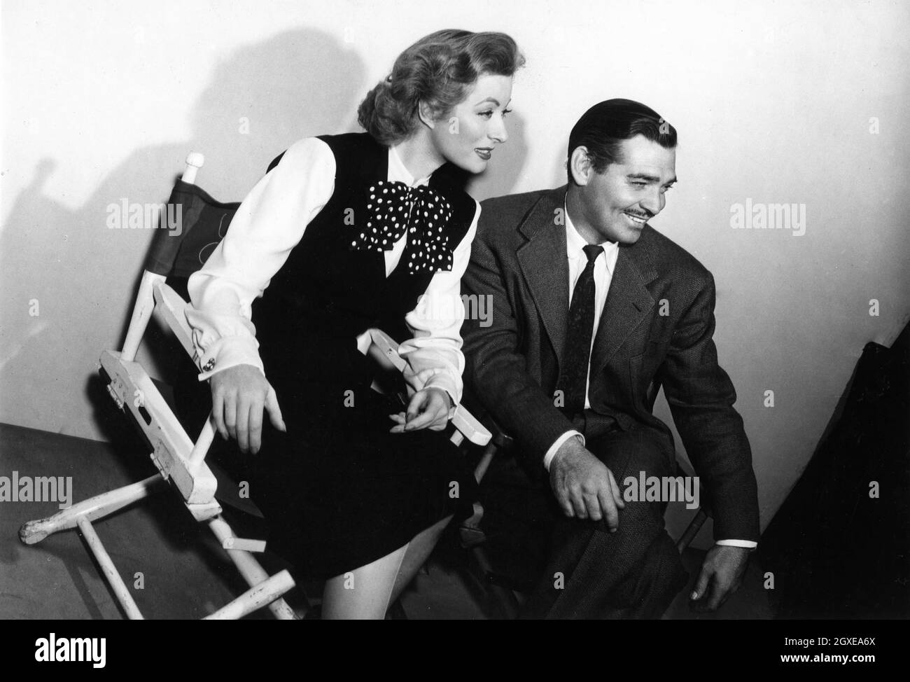 GREER GARSON and CLARK GABLE on set candid during filming of Gable's ...
