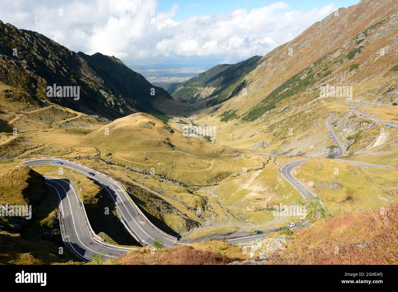 The northern part of the Transfagaras road. View from Lake Balea ...