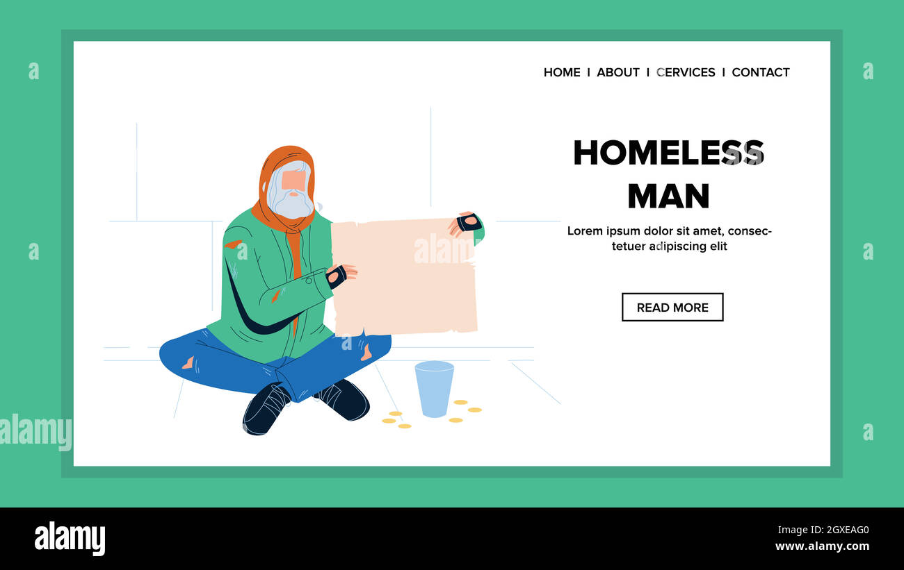 Homeless man begging money holding Stock Vector Images - Alamy