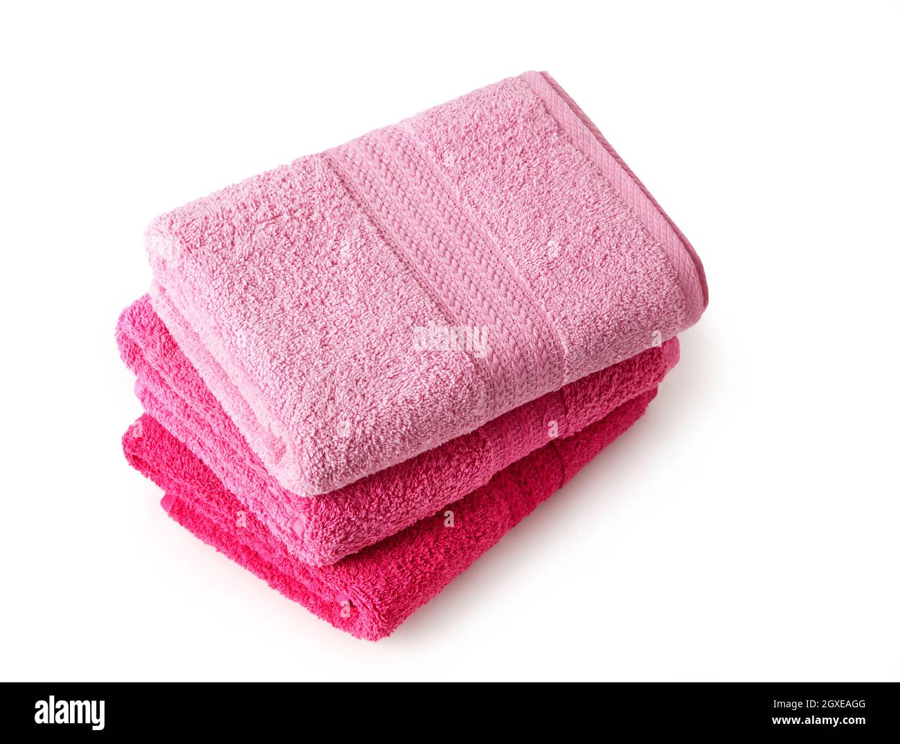 Folded stack of towels on white background Stock Photo - Alamy